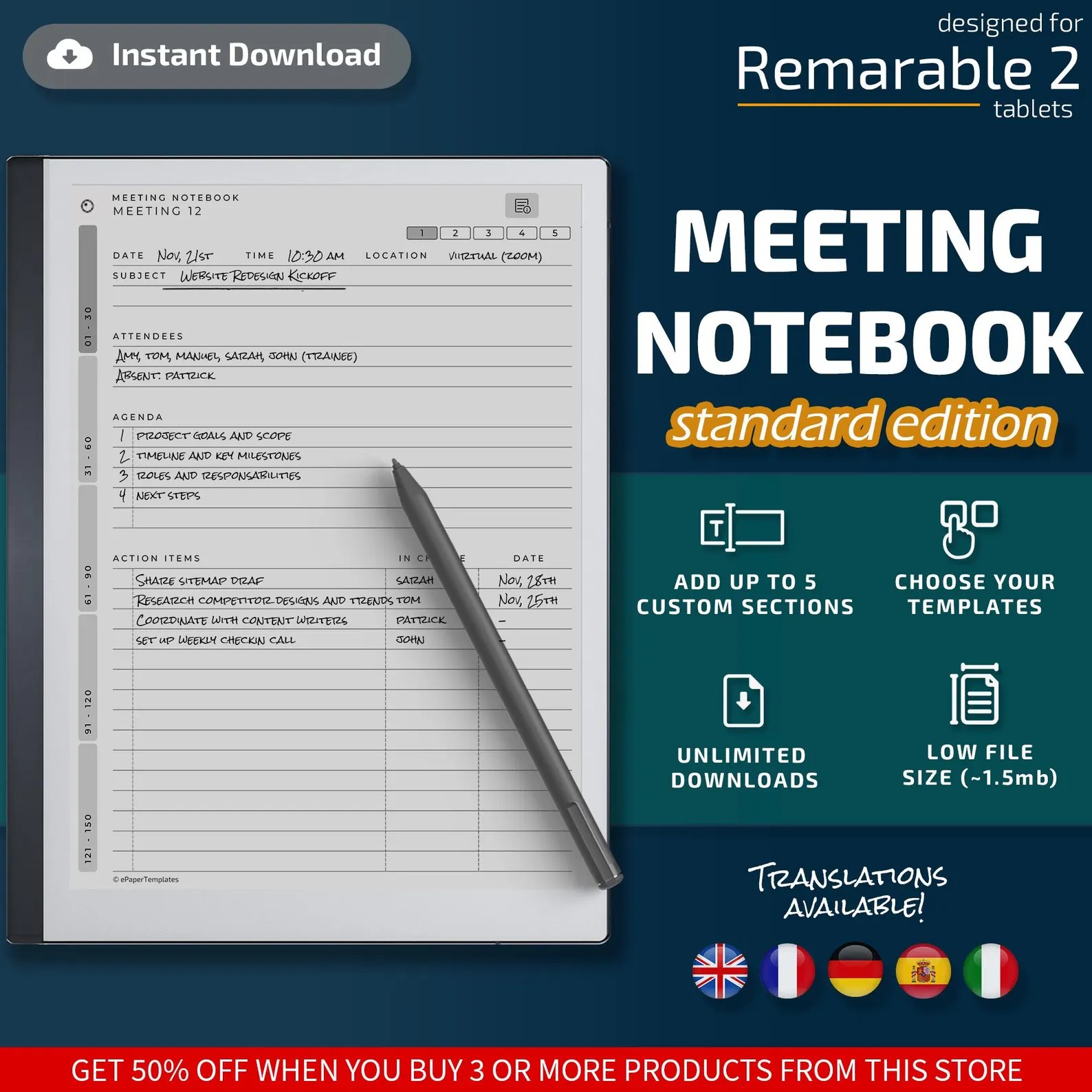 Meeting Notebook for Remarkable 2