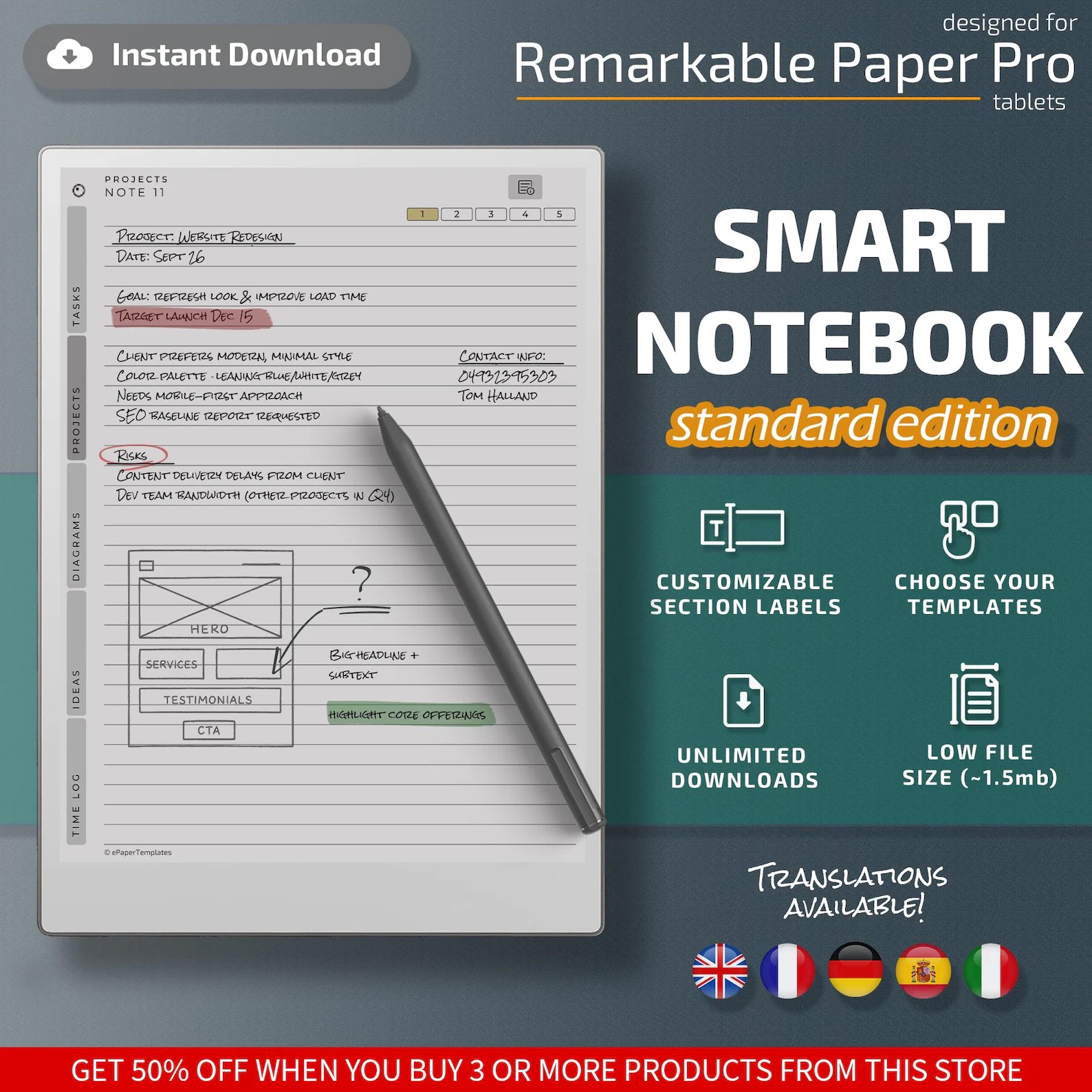Smart Notebook for Remarkable Paper Pro